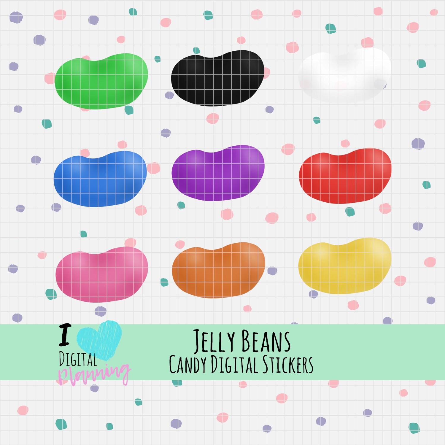 Jelly Beans Digital Planner Stickers, PNG and Goodnotes File, Easter ...