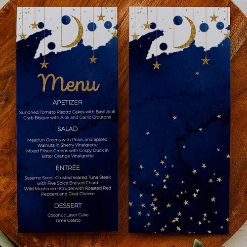 Editable Twinkle Twinkle Little Star Baby Shower Menu Card 4 | Etsy