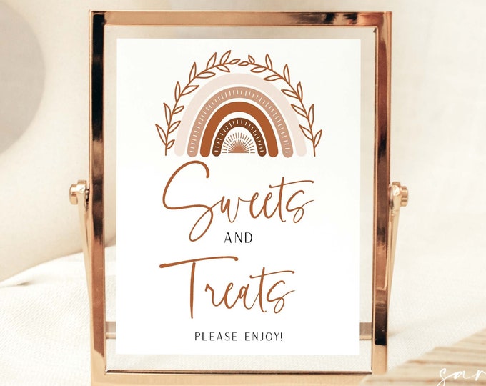 Rainbow Sweets and Treats Sign Terracotta Baby Shower Dessert - Etsy