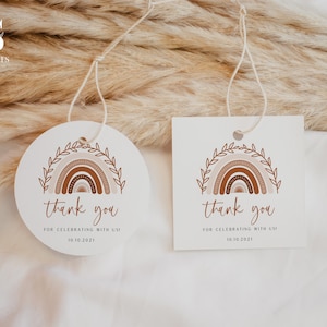 Bohemian Rainbow Baby Shower Favor Tags | Muted Tones Rainbow Editable ...