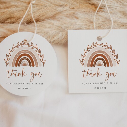 Bohemian Rainbow Baby Shower Favor Tags Muted Tones Rainbow - Etsy