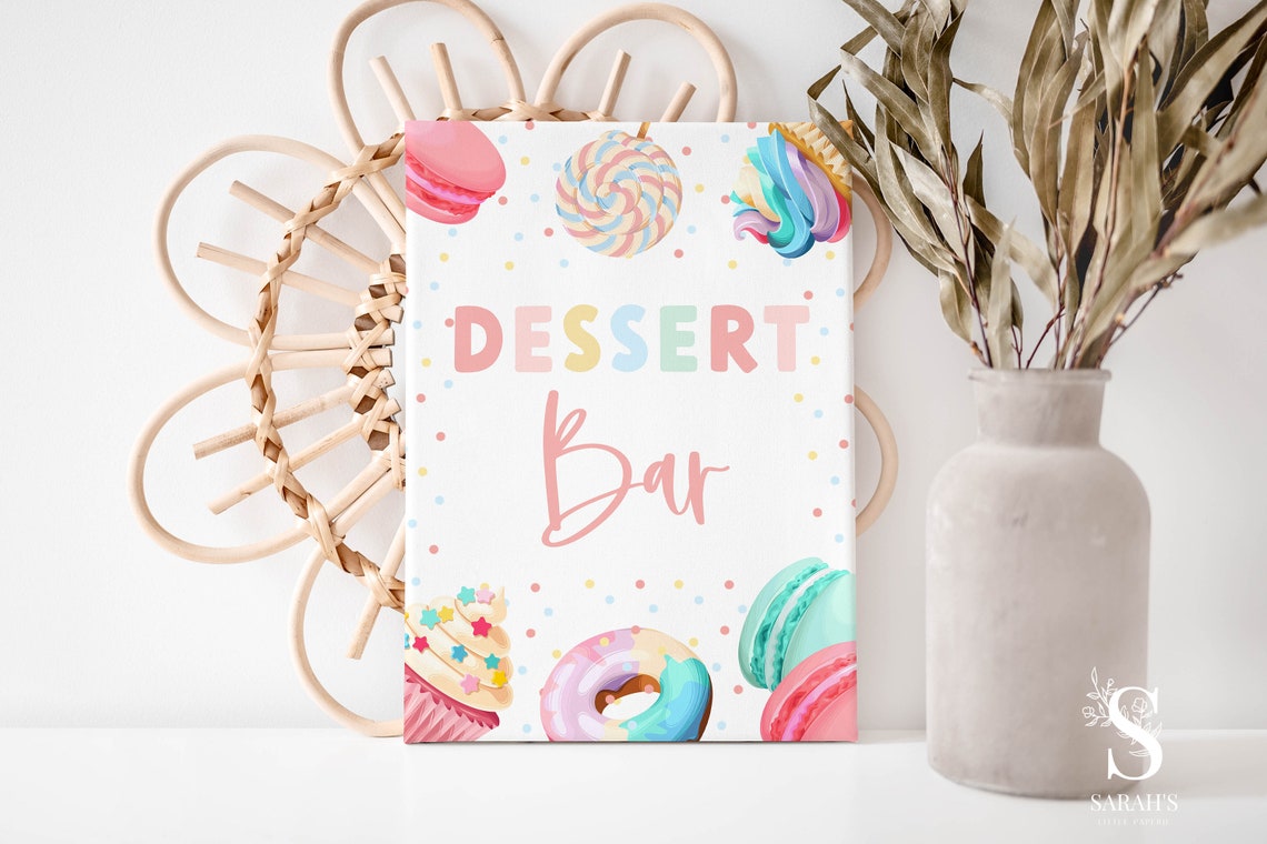 Dessert Bar Sign, Birthday Pastel Desserts Sign, Sweet One | Two Sweet ...