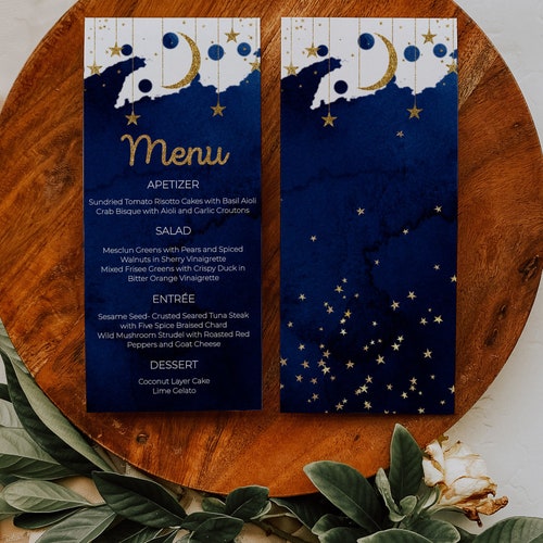 Editable Twinkle Twinkle Little Star Baby Shower Menu Card 4 - Etsy