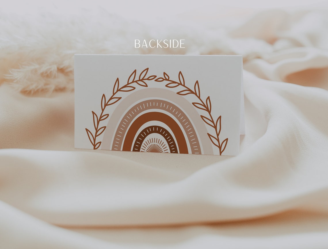 Bohemian Rainbow Place Cards | Food Tents, Muted Earthy Tones Table ...
