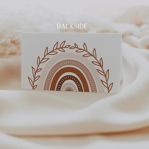 Bohemian Rainbow Place Cards | Food Tents, Muted Earthy Tones Table ...