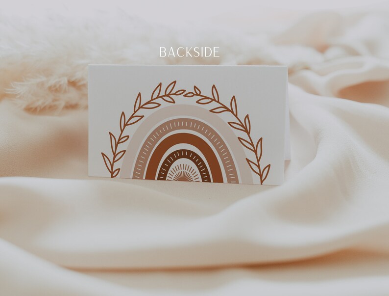 Bohemian Rainbow Place Cards | Food Tents, Muted Earthy Tones Table ...