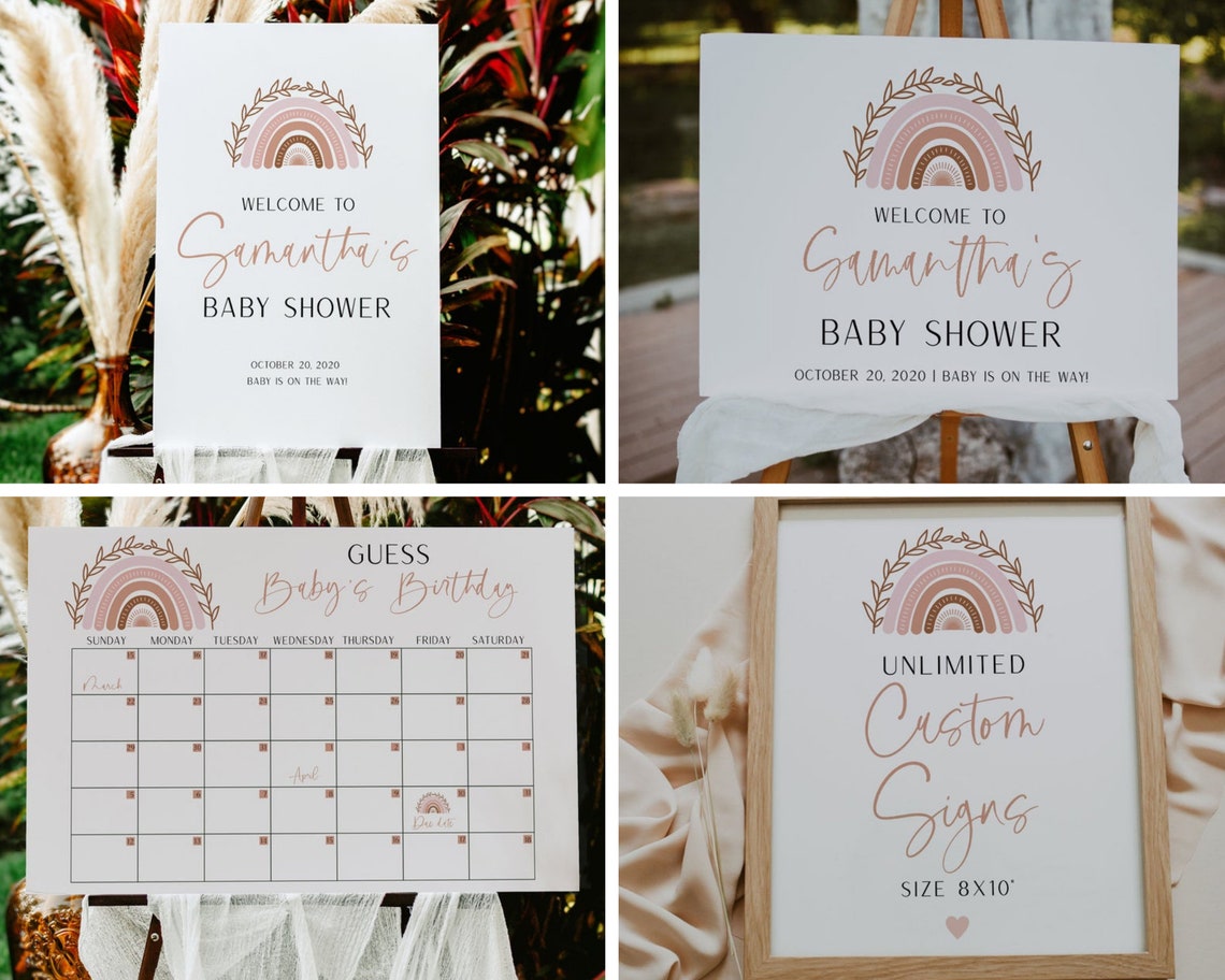 Boho Rainbow Baby Shower Bundle, Baby Shower Mega Bundle, DIY Bohemian ...