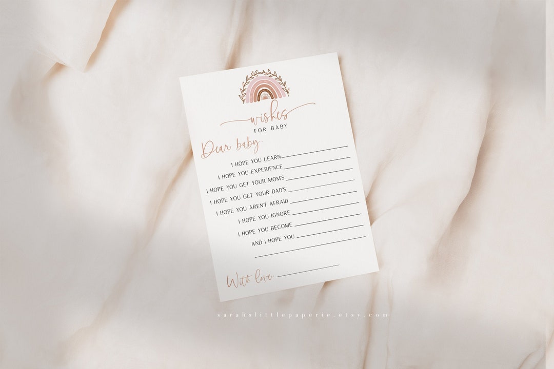 Wishes for Baby Card , Bohemian Rainbow Dear Baby Game, Party Game ...