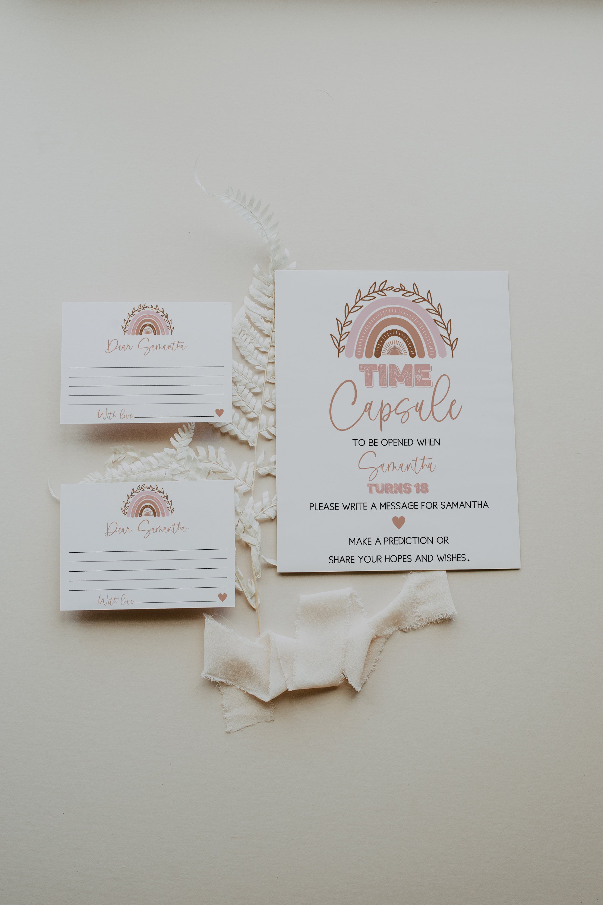 Editable Time Capsule Sign Cards Bohemian Rainbow Time - Etsy