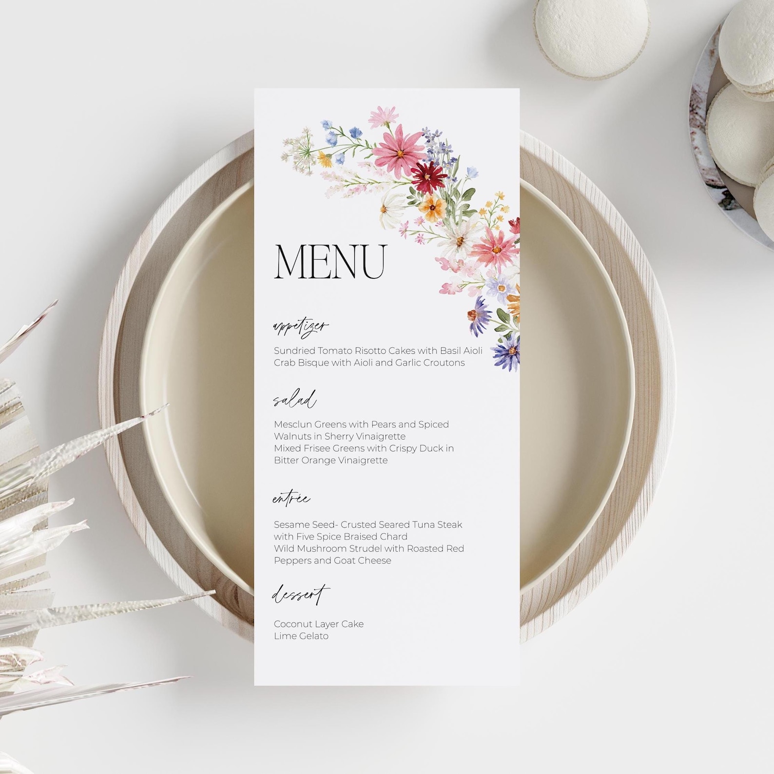 Love in Bloom Menu, Custom Menu, Bridal Shower Menu, Wildflower Wedding ...