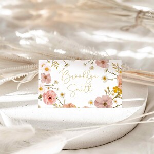 Wildflower Place Cards Template, Boho Flowers Table Place Cards, Garden ...