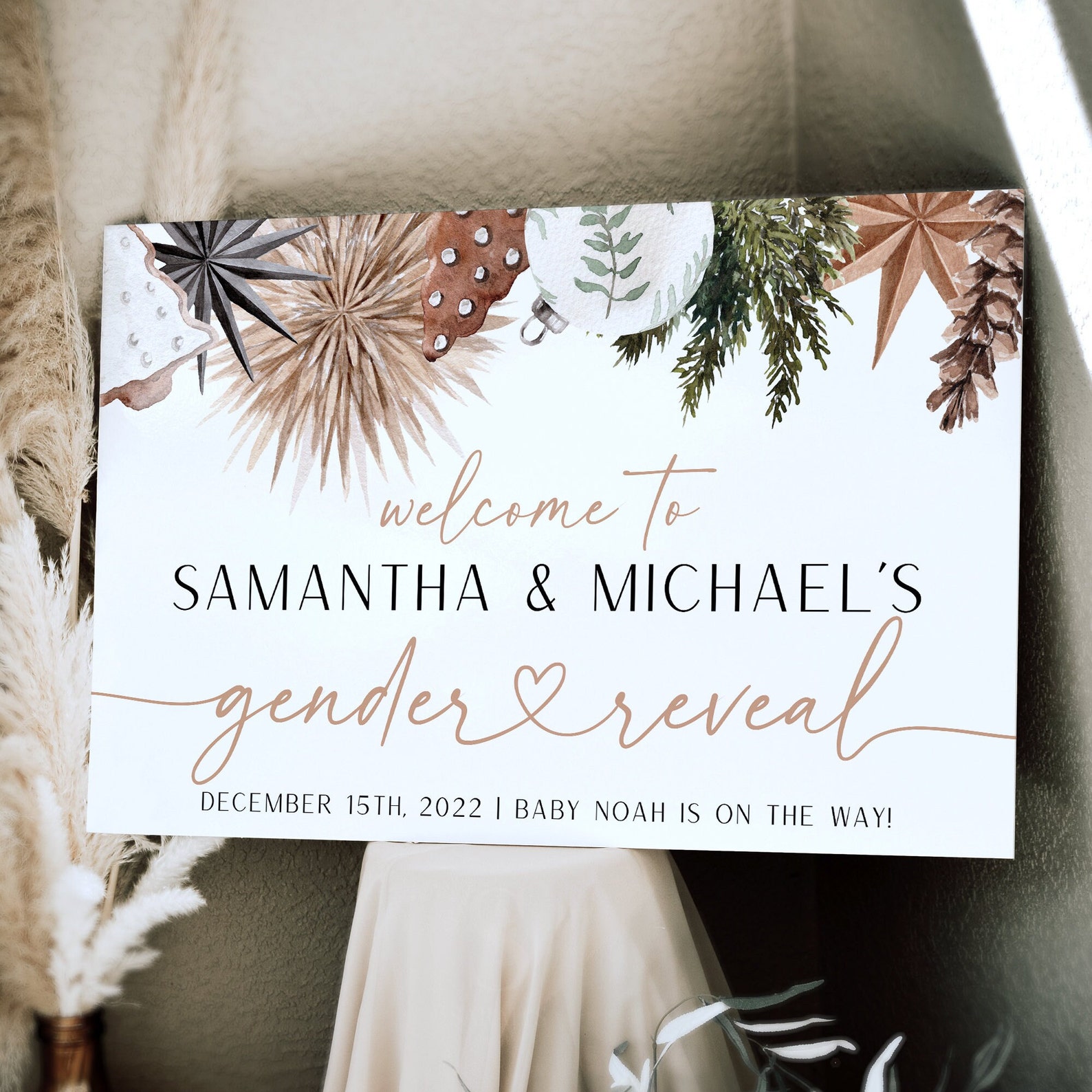 Gender Reveal Welcome Sign, Gender Neutral Winter Welcome Sign ...