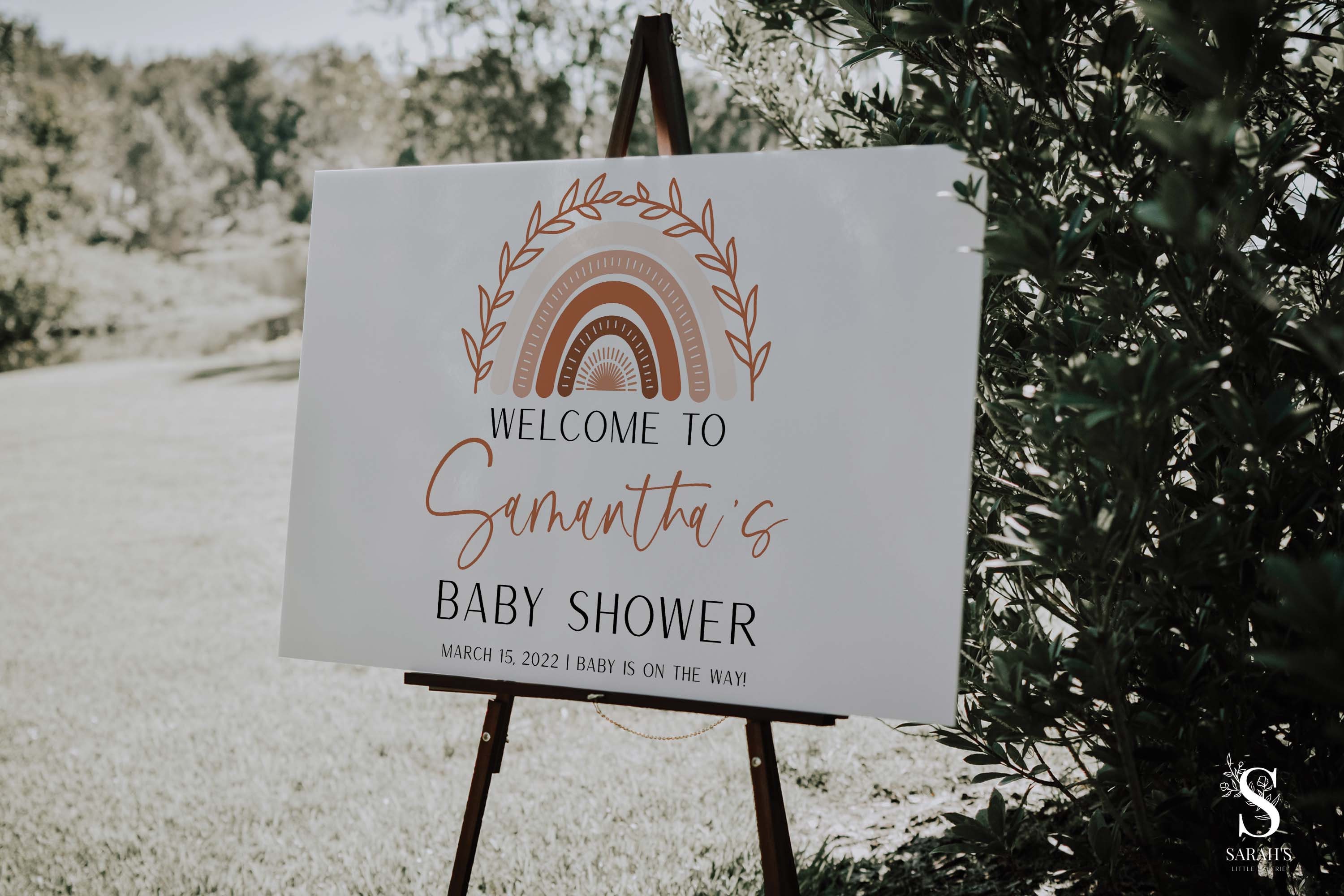 Bohemian Rainbow Baby Shower Welcome Sign, Muted Tones Welcome Sign ...