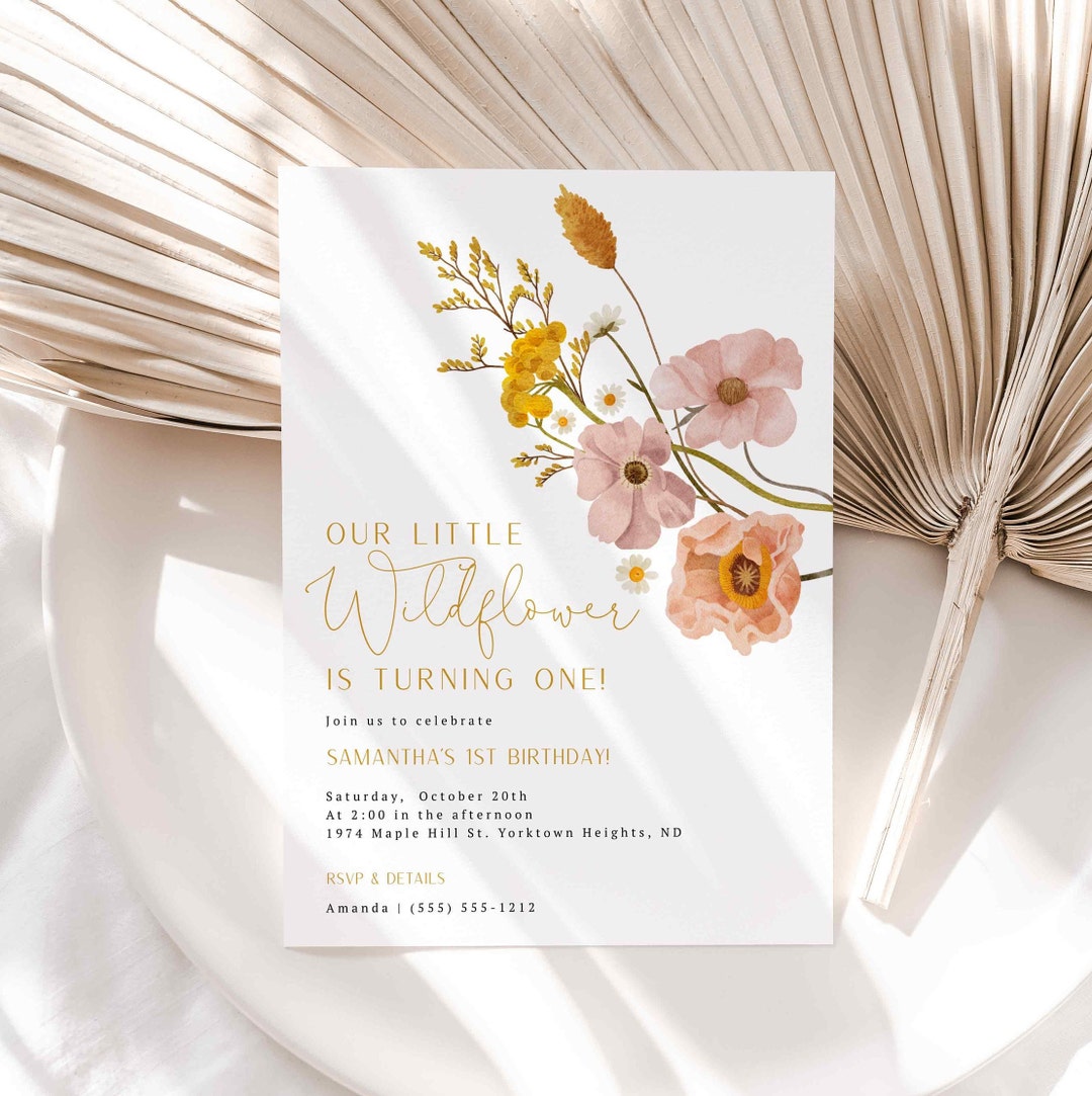 Wildflower Birthday Invitation, Boho Wildflowers Invitation, Garden ...