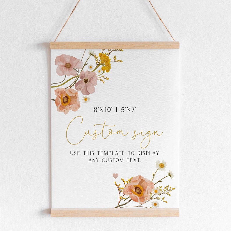 Wildflower Custom Sign, Boho Wildflowers Editable Sign, Garden Party ...