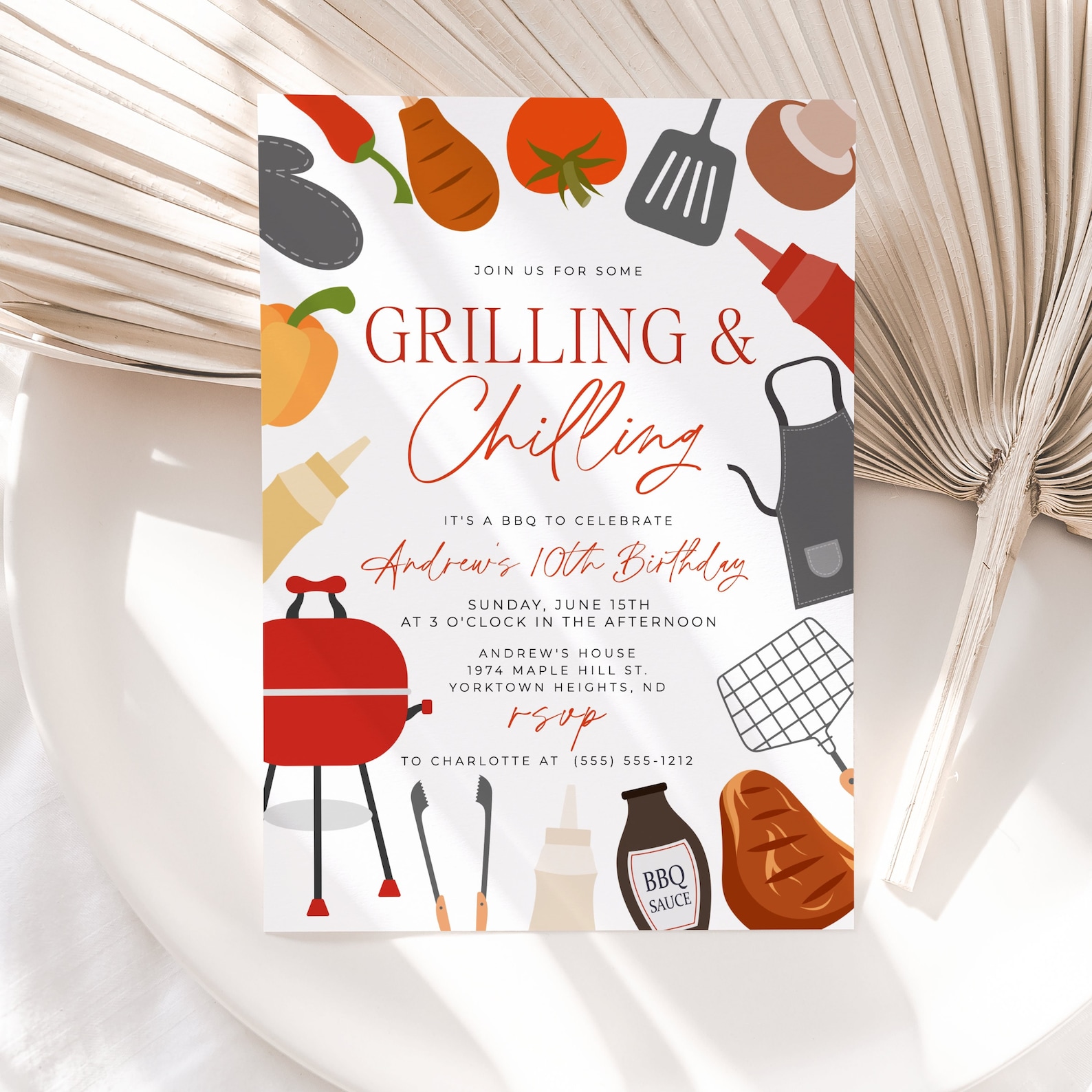 BBQ Birthday Invitation: Editable Grill Party Invite (instant Download ...