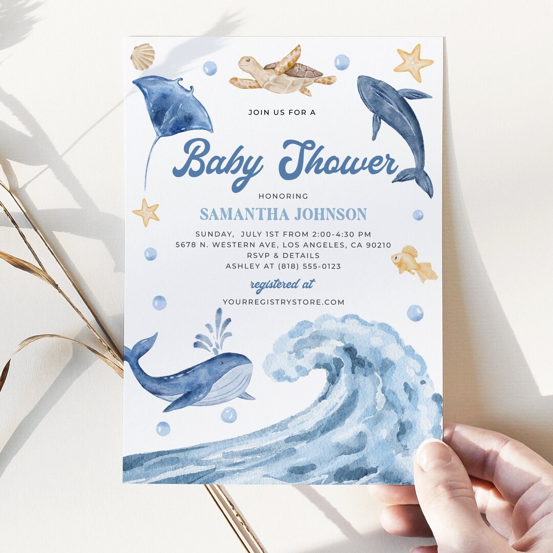 Boy Baby Shower Invitation, Sea Creatures Invitation, Ocean Animals ...