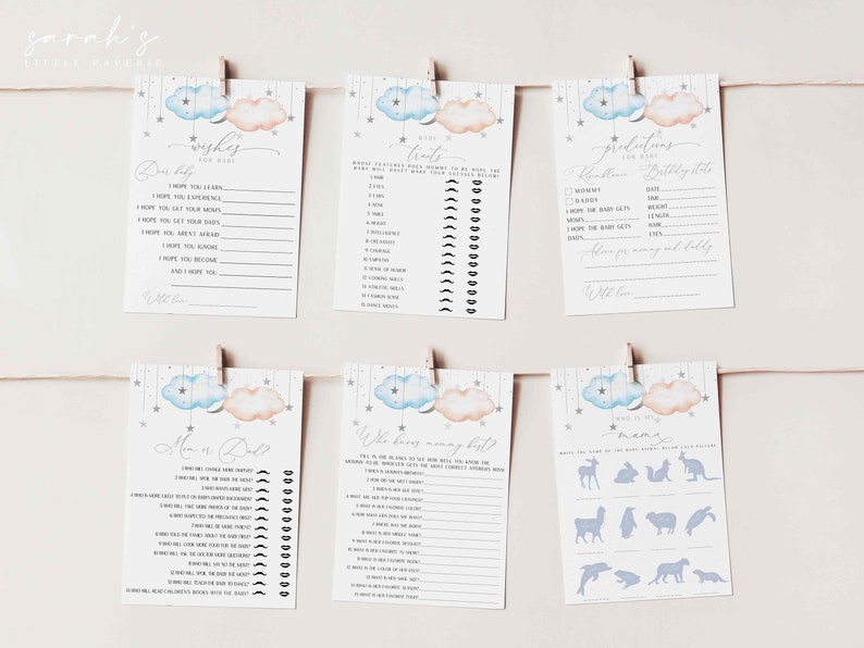 Silver Gender Reveal Games Bundle 21 Games Twinkle Twinkle - Etsy
