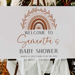 Bohemian Rainbow Baby Shower Welcome Sign Muted Tones Welcome - Etsy