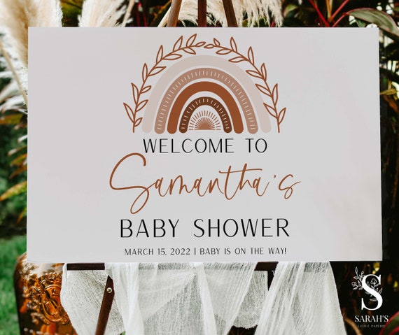 Bohemian Rainbow Baby Shower Welcome Sign Muted Tones Welcome - Etsy