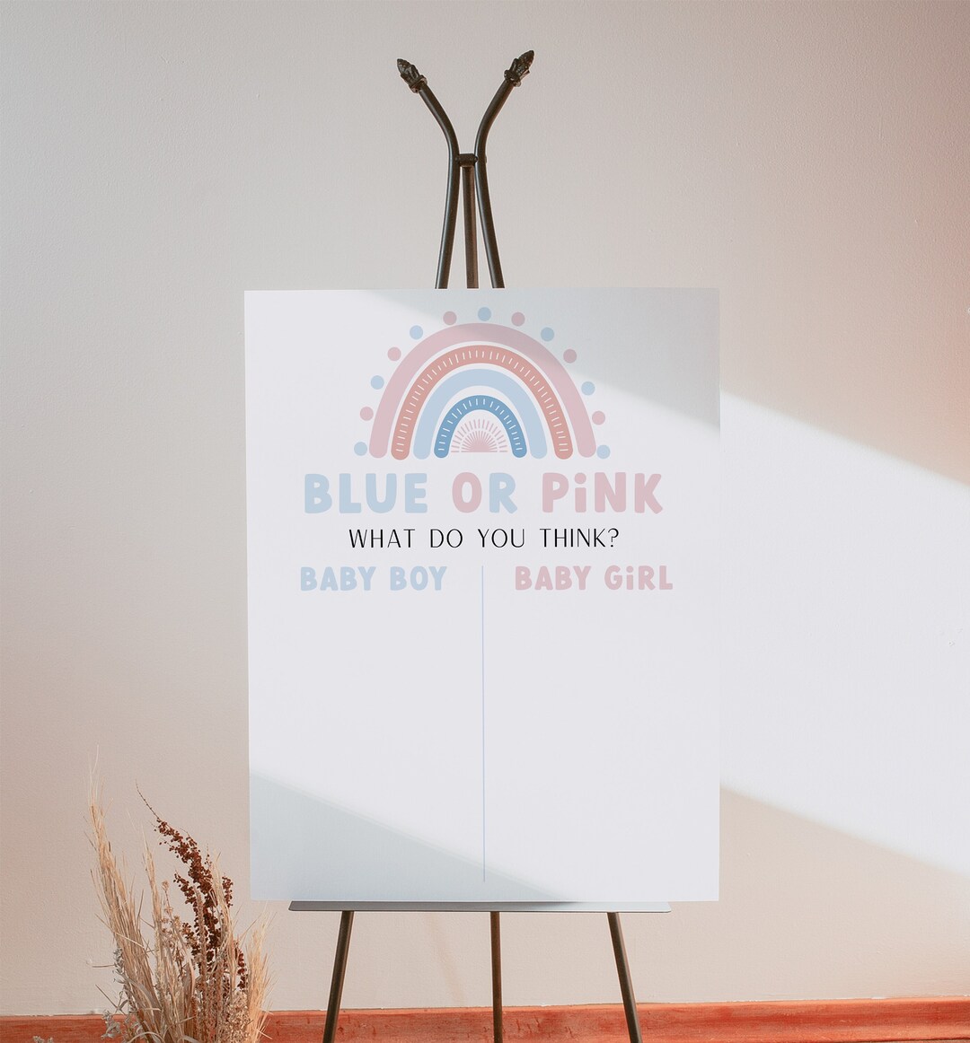 Voting Sign, Bohemian Rainbow Gender Reveal Sign, Bohemian Rainbow ...