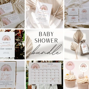 Boho Rainbow Baby Shower Bundle, Baby Shower Mega Bundle, DIY Bohemian ...