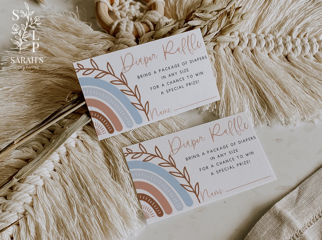 Diaper Raffle Ticket | Bohemian Rainbow Diaper Raffle Ticket | 3.5 X 5 ...