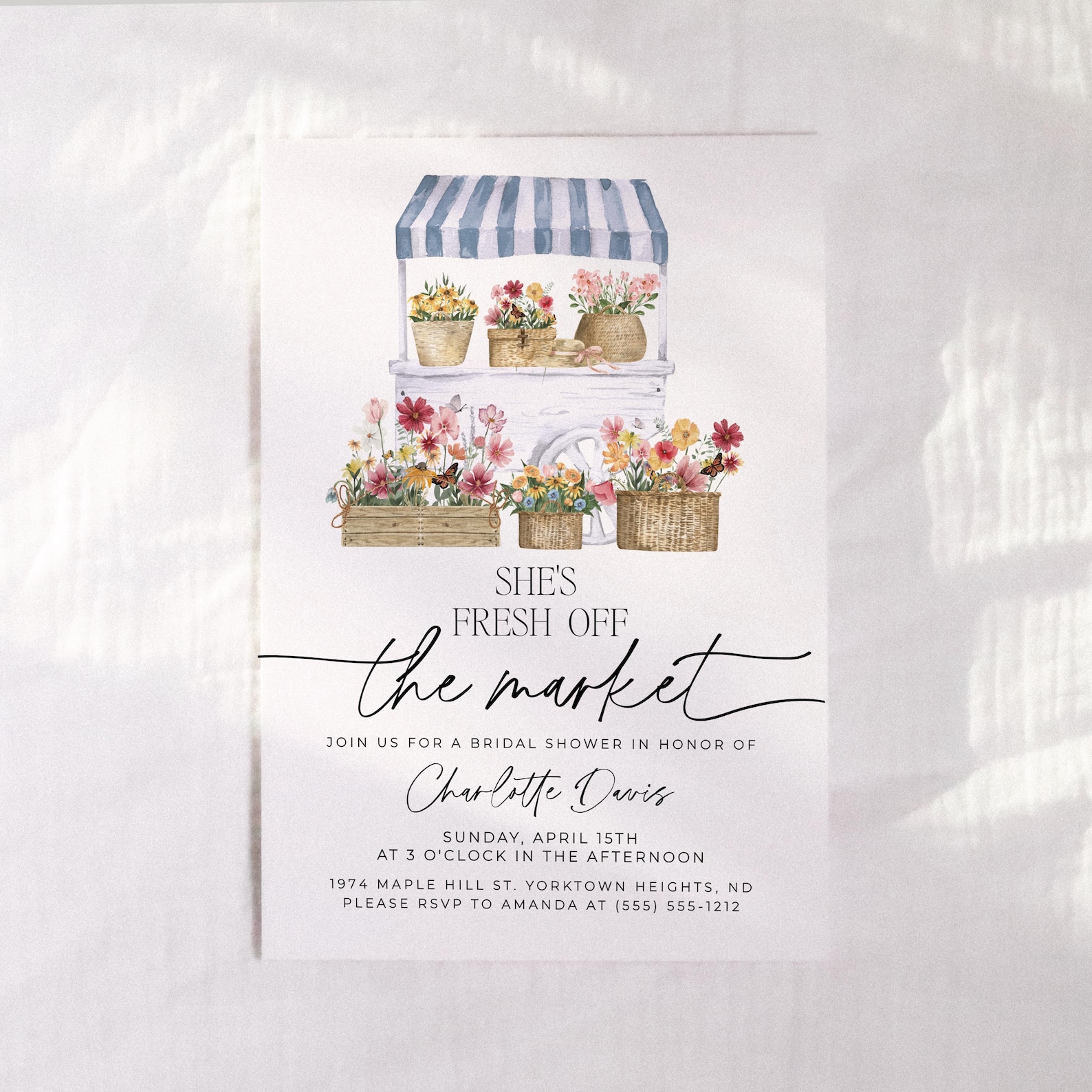 Off the Market Bridal Shower Invitation: Flower Shop Invite (printable ...