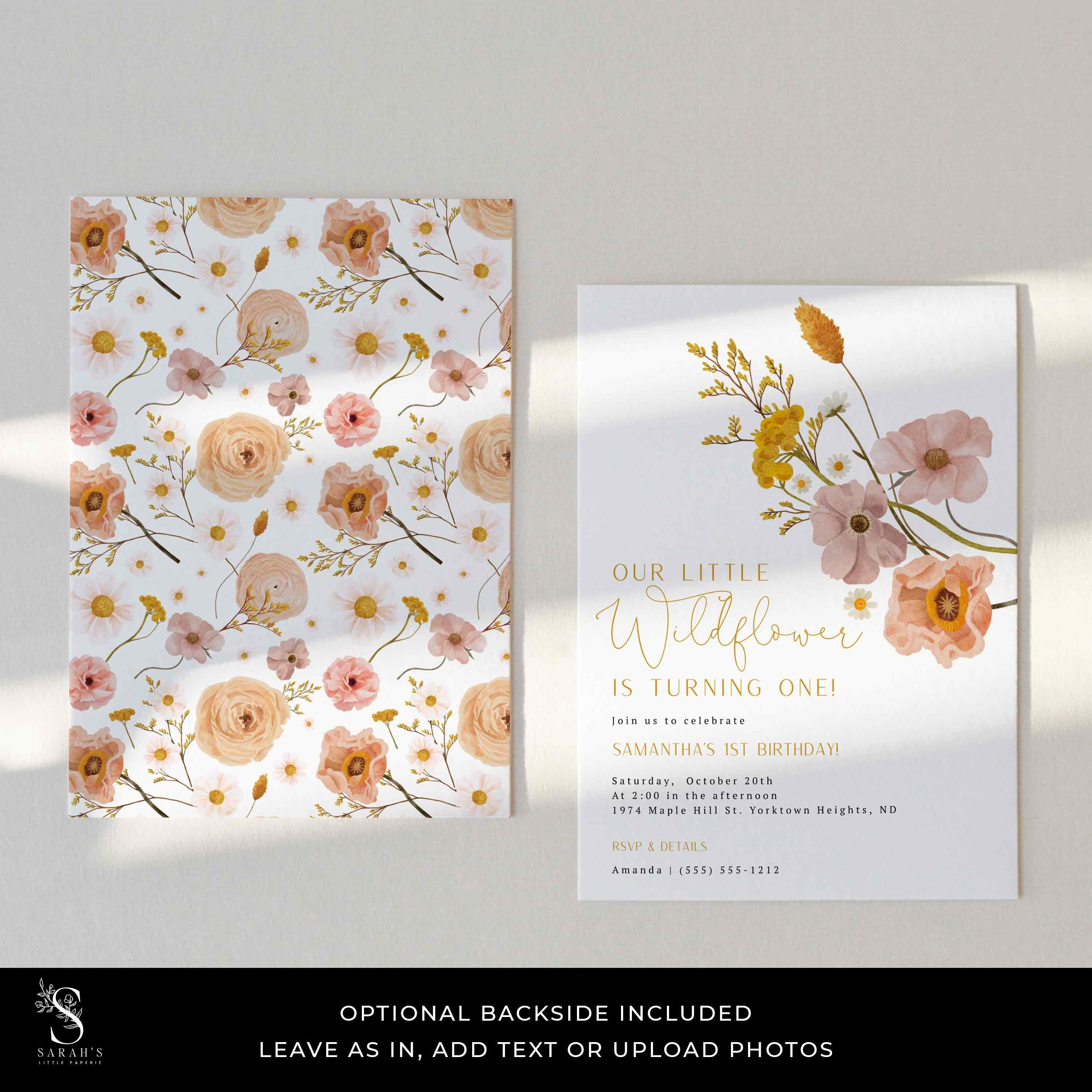 Wildflower Birthday Invitation, Boho Wildflowers Invitation, Garden ...