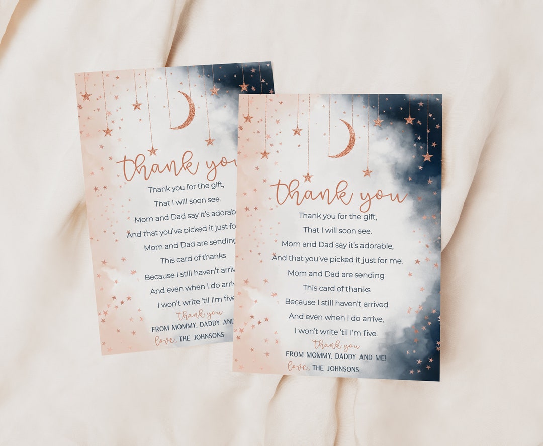 Editable Gender Reveal Thank You Card 3.5"x5", Twinkle Twinkle Little ...