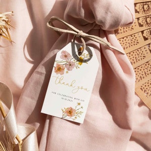 Wildflower Favor Tag Template, Boho Wildflowers Gift Tags, Garden Party ...