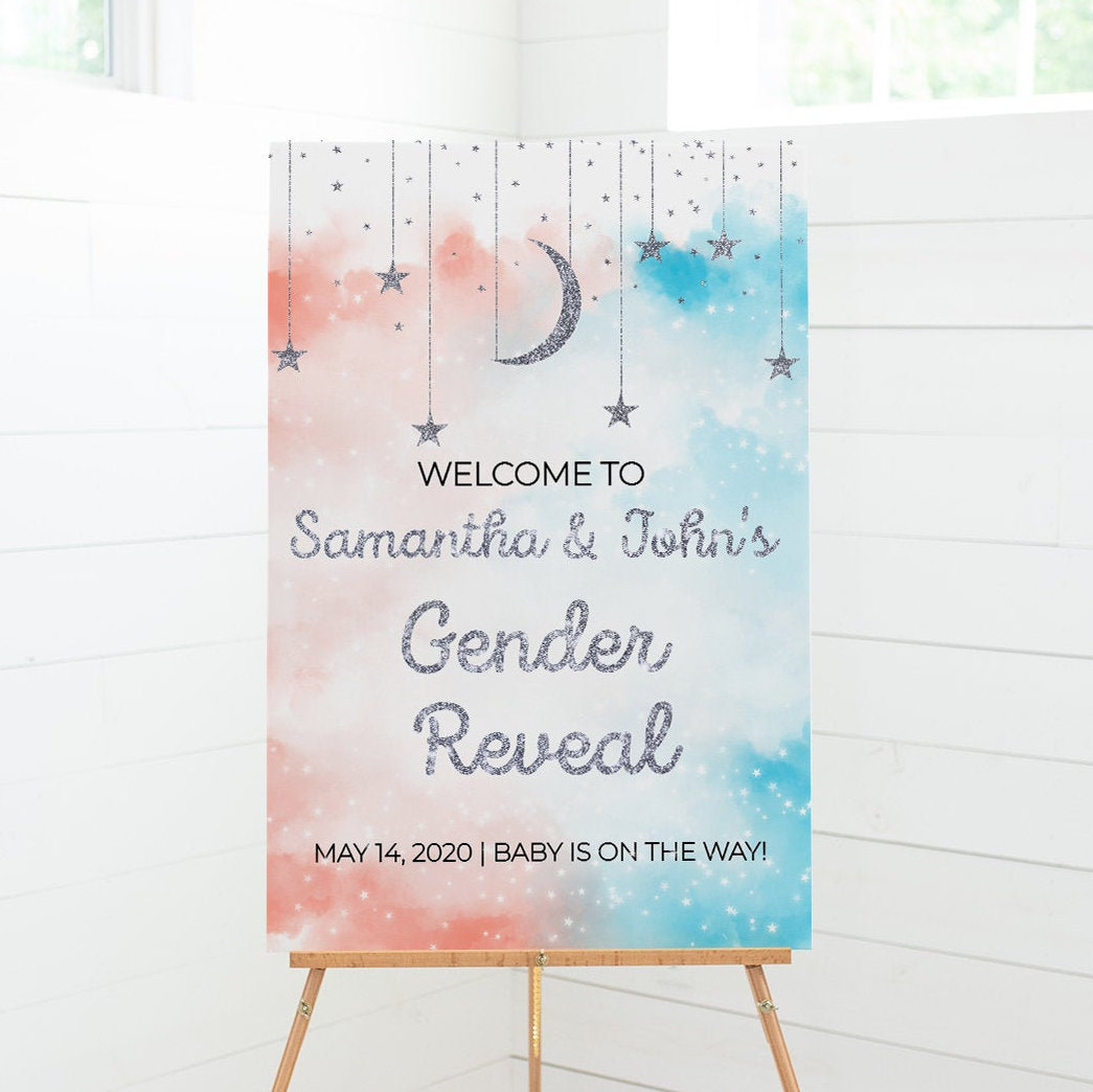 Gender Reveal Sign, Gender Reveal Welcome Sign, Twinkle Twinkle Little ...