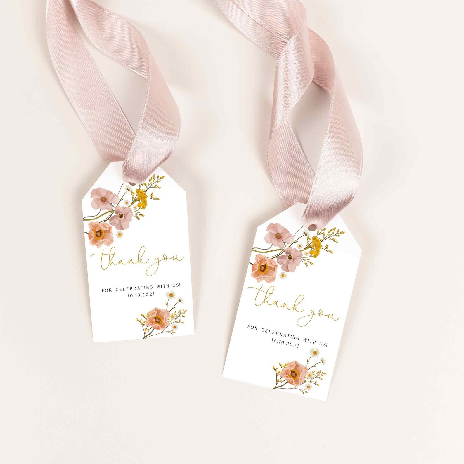 Wildflower Favor Tag Template, Boho Wildflowers Gift Tags, Garden Party ...