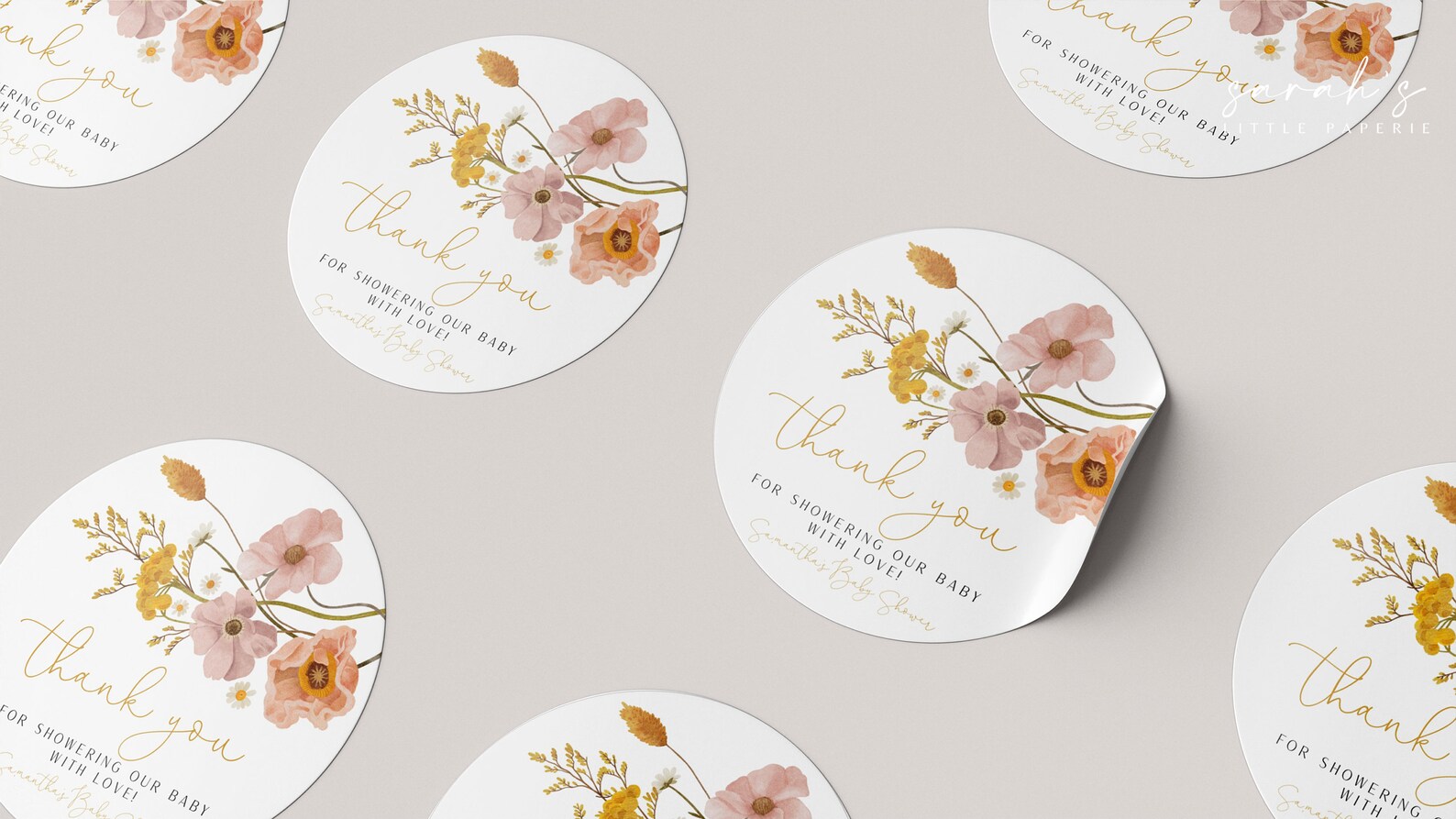 Wildflower Printable Stickers Template, Boho Wildflowers Editable ...