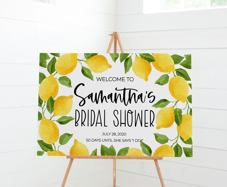 Lemon Bridal Shower Welcome Sign, Lemon Themed Bridal Shower Sign ...