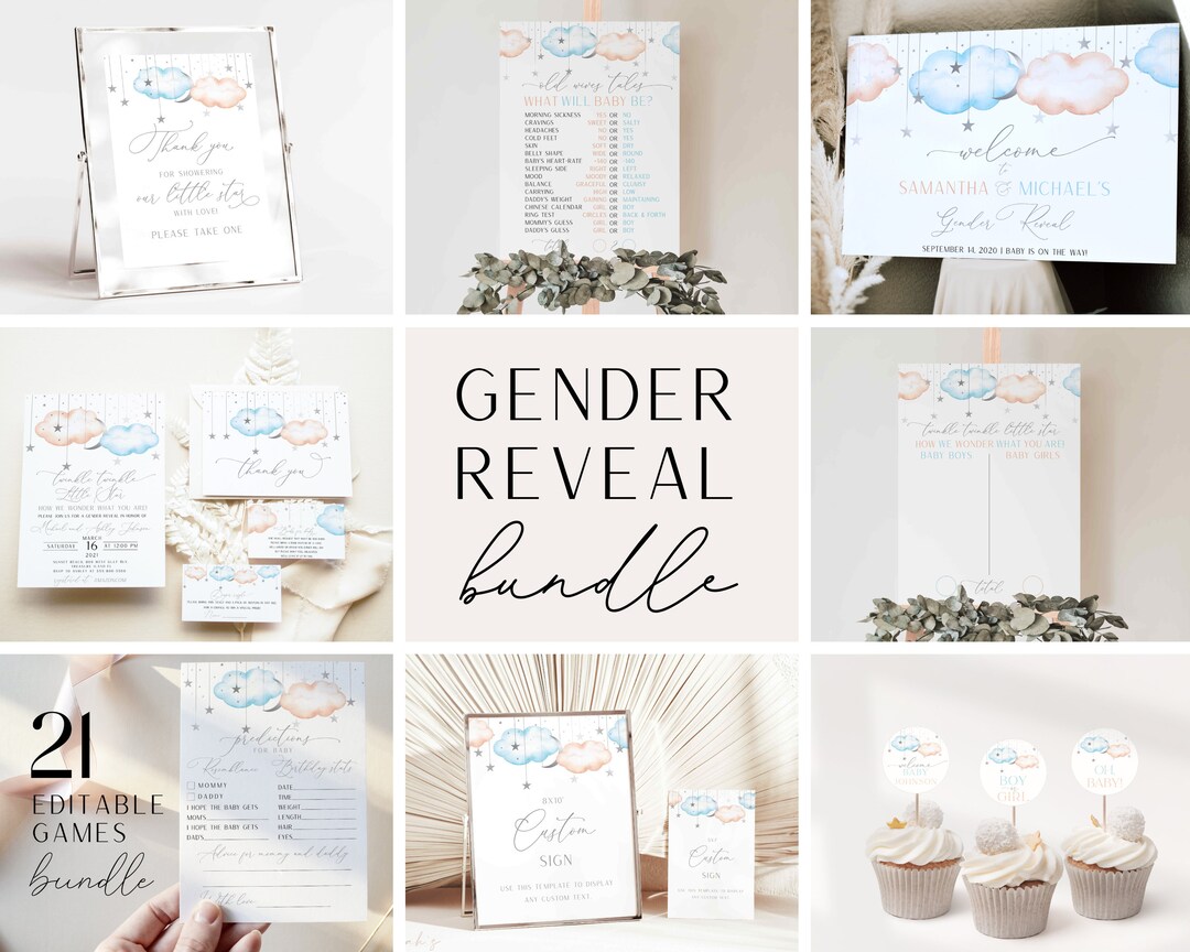 Silver Gender Reveal Bundle, Twinkle Twinkle Little Star Bundle, Gold ...
