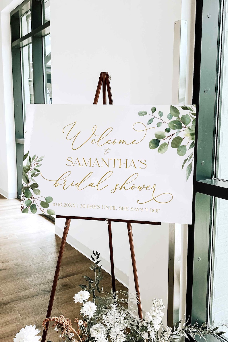 Greenery Bridal Shower Welcome Sign Botanical Themed Welcome - Etsy