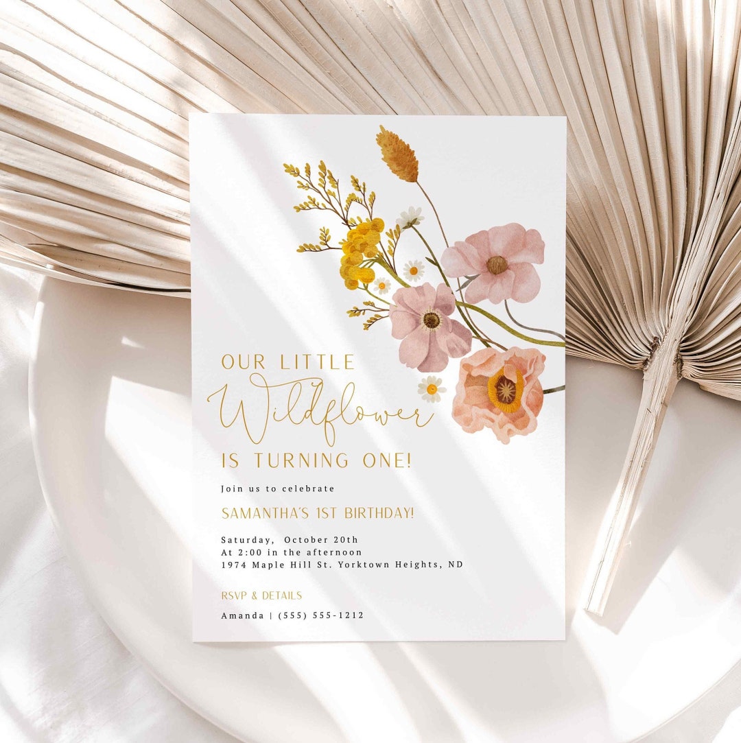 Wildflower Birthday Invitation, Boho Wildflowers Invitation, Garden ...
