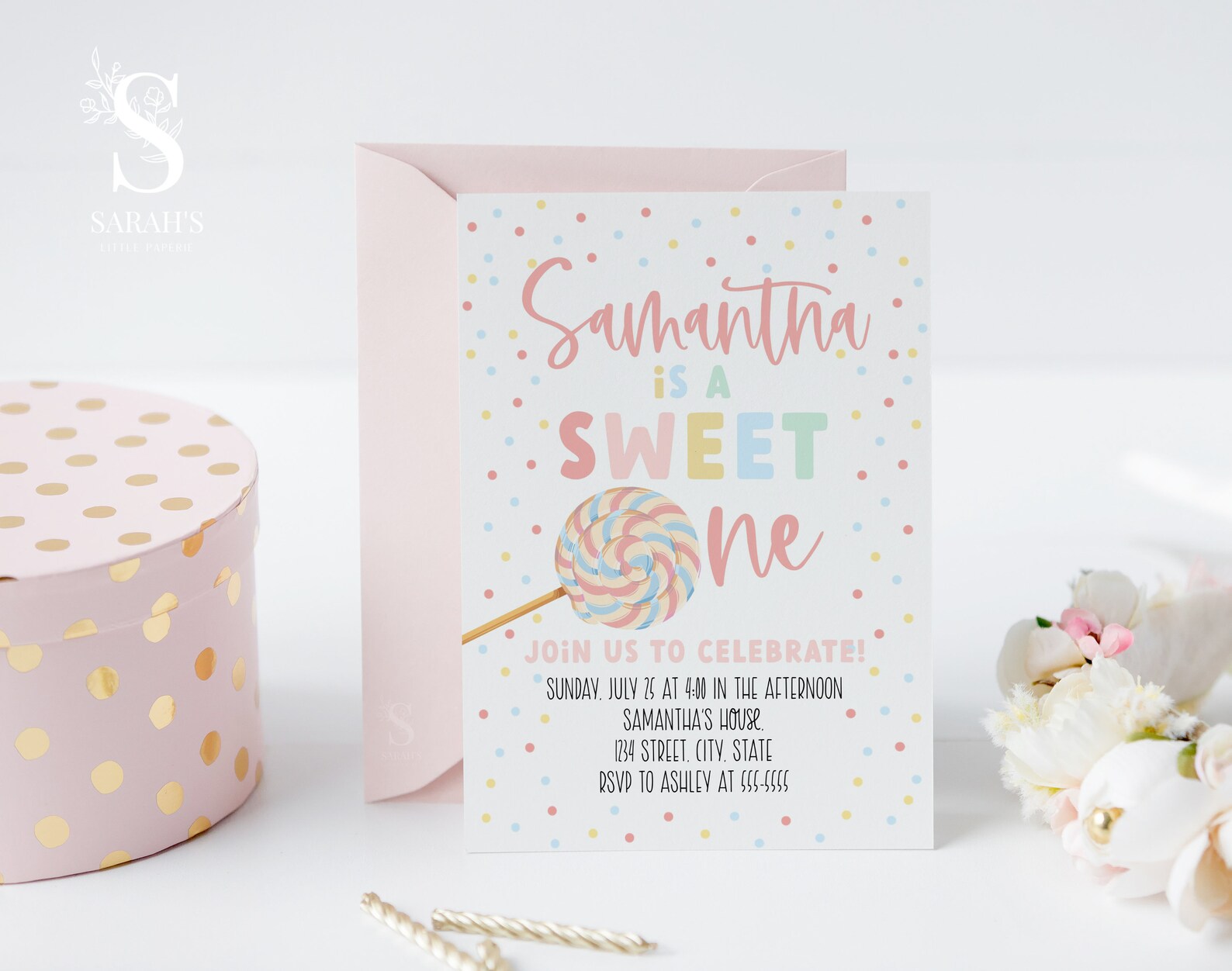 Sweet One Invitation Pastel Sweets Birthday Invitation - Etsy