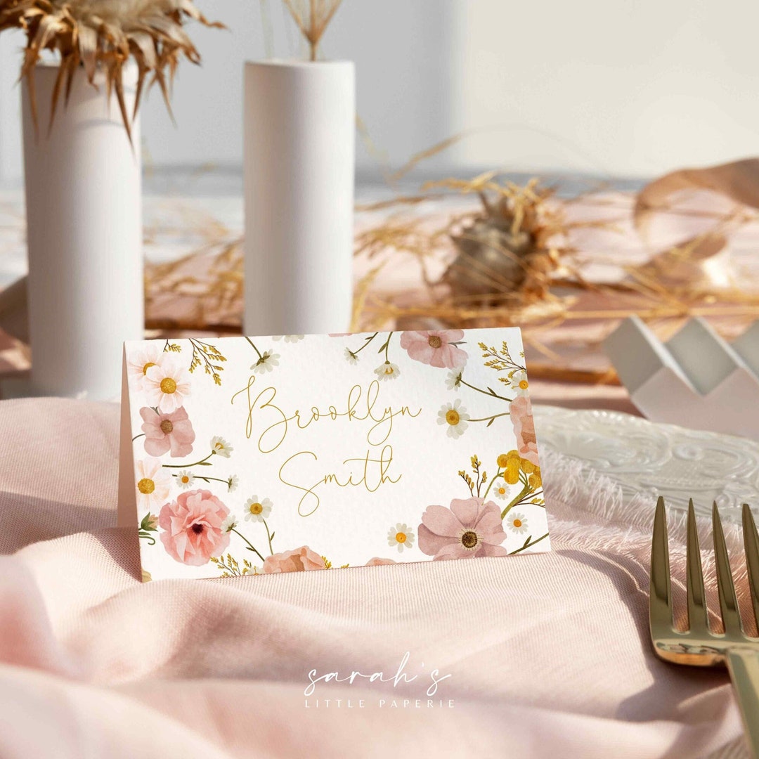 Wildflower Place Cards Template, Boho Flowers Table Place Cards, Garden ...