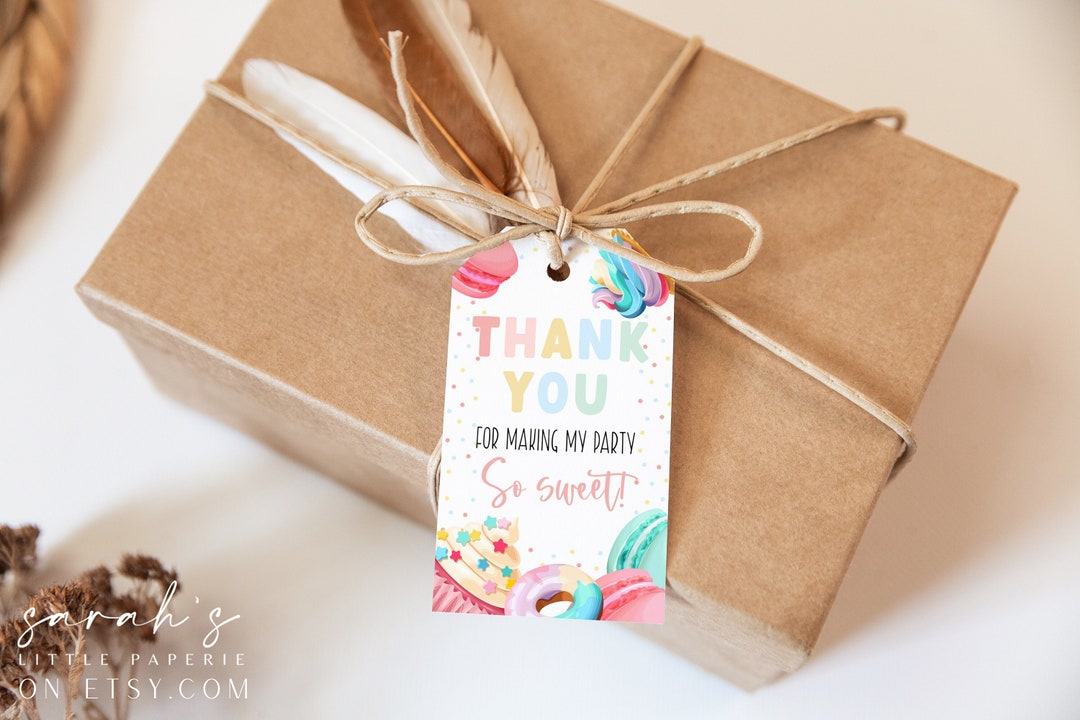 Birthday Thank You Tags, Editable Printable Tags, Pastel Birthday Favor ...