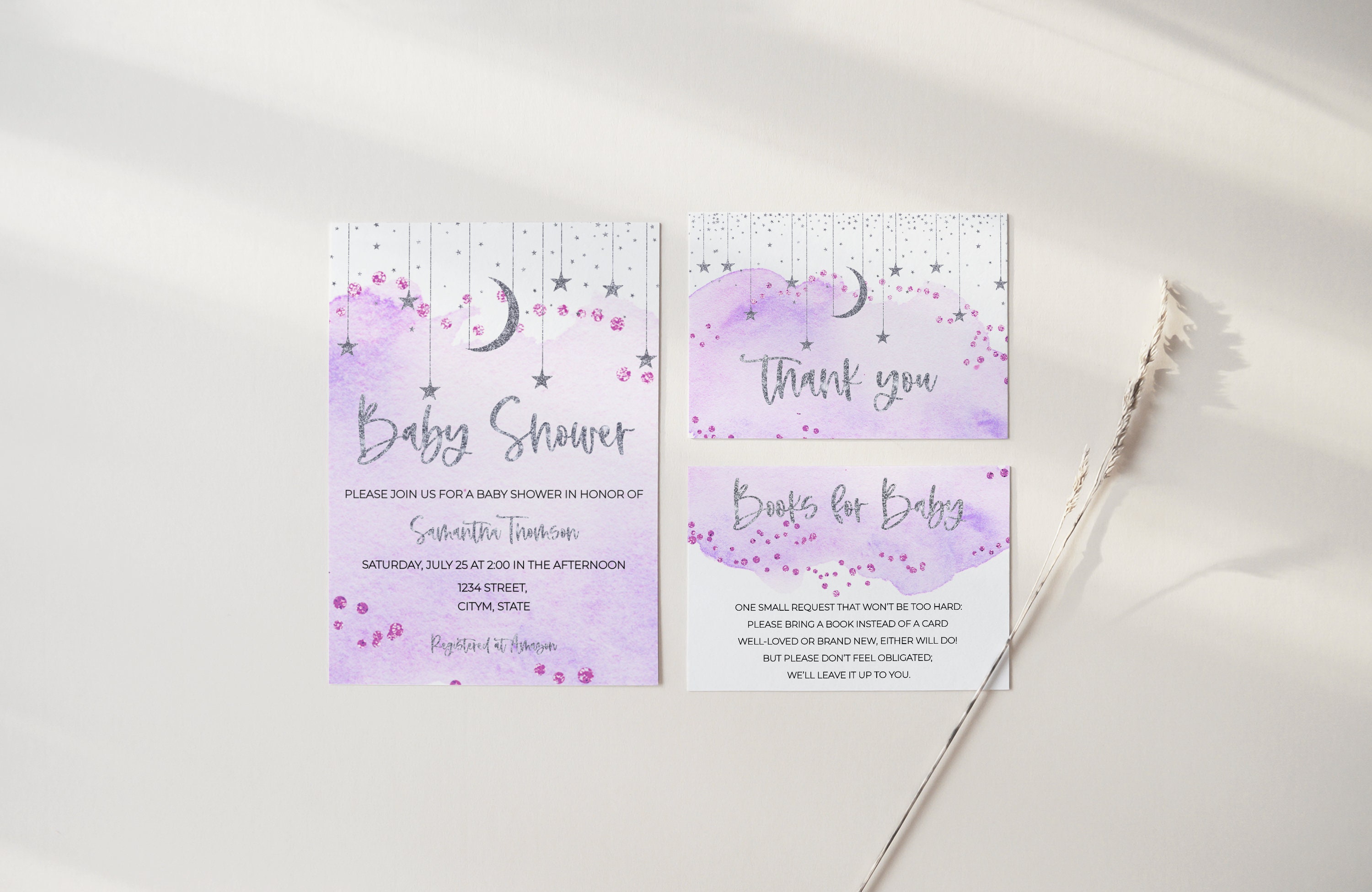 Banners & Signs Paper & Party Supplies Lavender Purple Silver Glitter ...