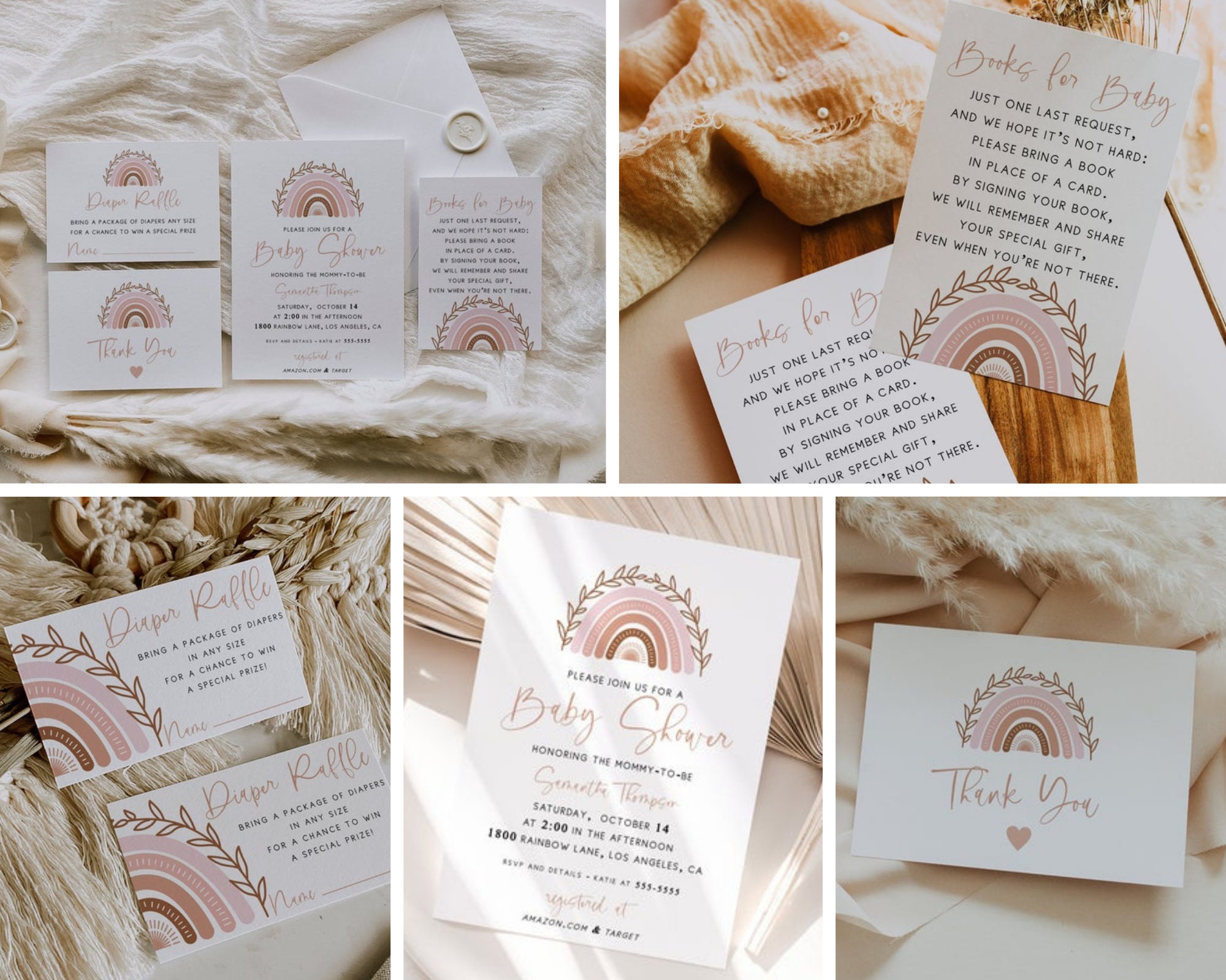 Boho Rainbow Baby Shower Bundle, Baby Shower Mega Bundle, DIY Bohemian ...