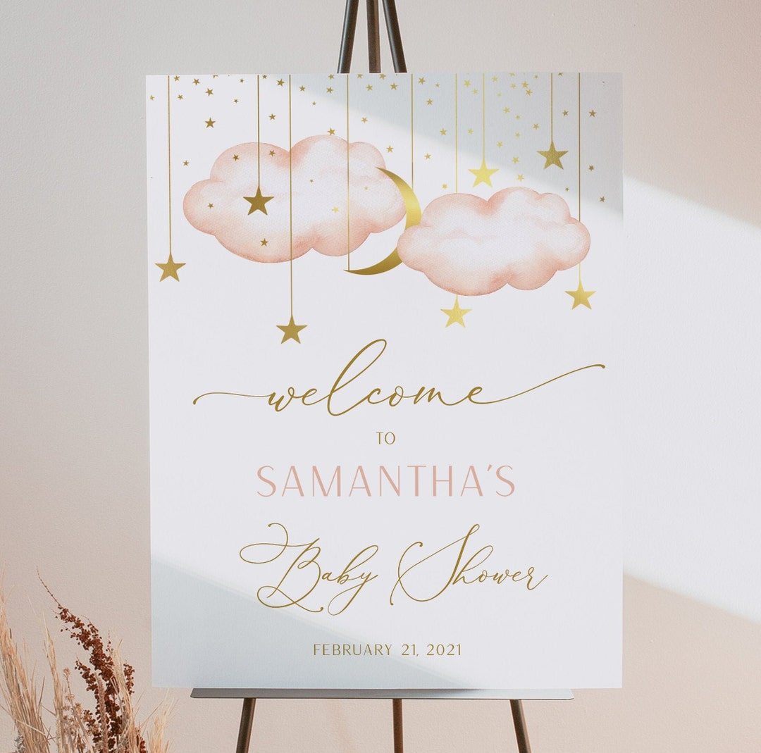Baby Shower Welcome Sign, Twinkle Twinkle Little Star Baby Shower Sign ...