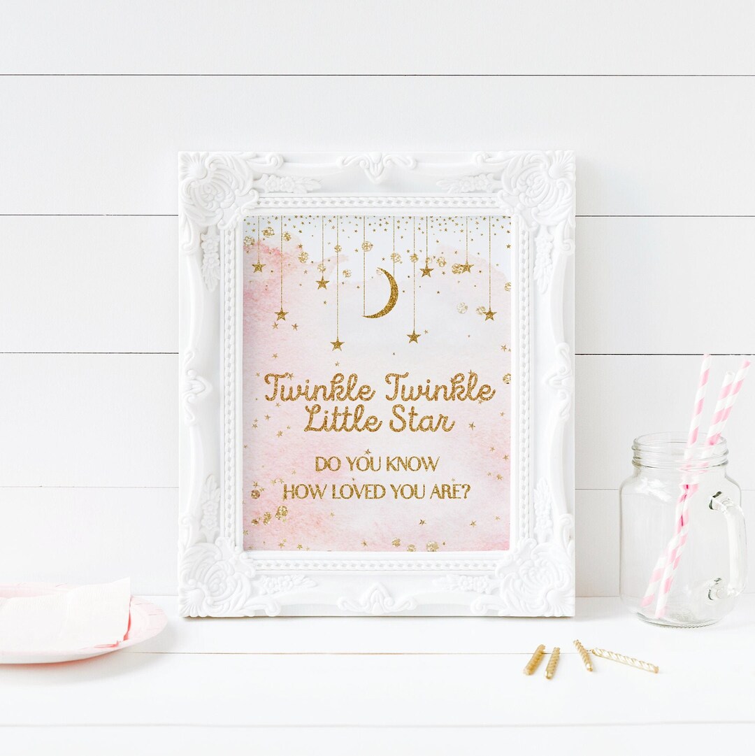 Twinkle Twinkle Little Star Sign, 8x10, Instant Download, Pink and Gold ...