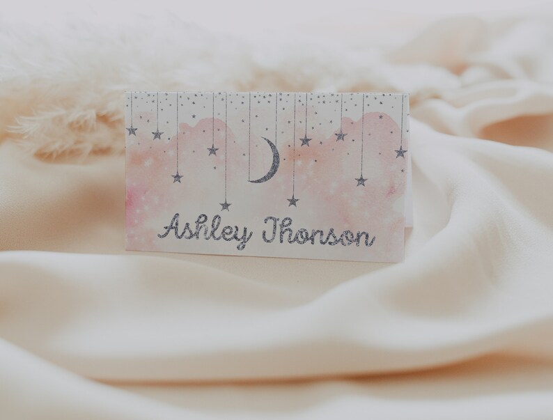 Twinkle Twinkle Little Star Place Cards Blush and Silver Food - Etsy