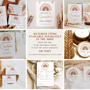 Bohemian Rainbow Baby Shower Favor Tags | Muted Tones Rainbow Editable ...