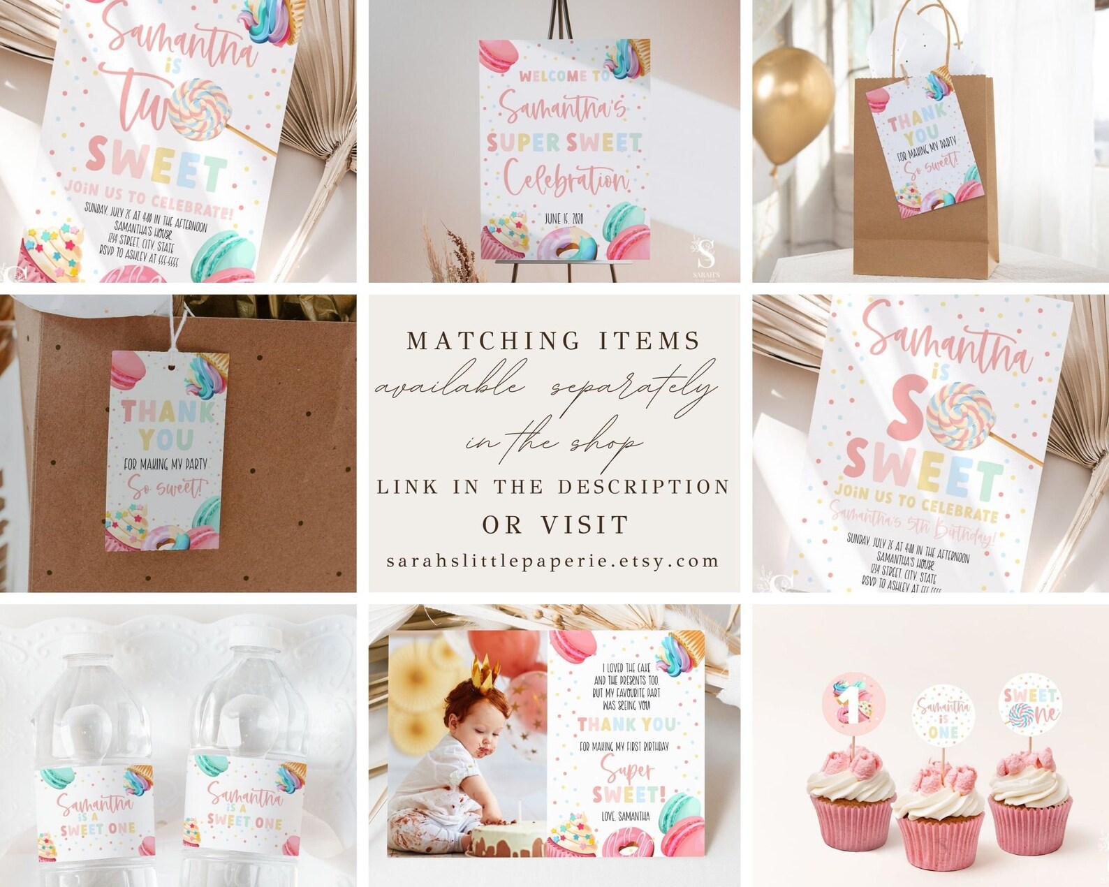 Two Sweet Invitation Pastel Sweets Birthday Invitation Candy - Etsy