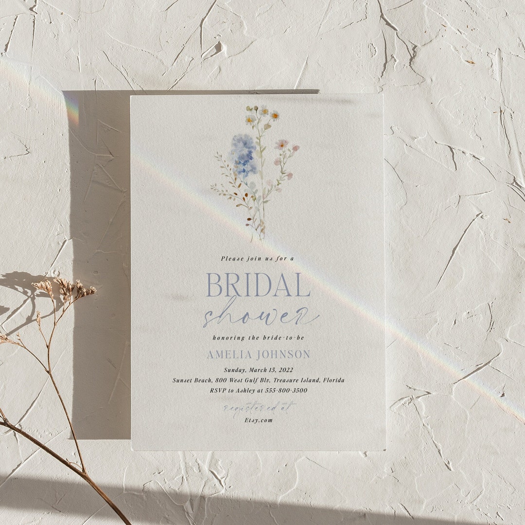Simple Wildflowers Invitation, Wildflower Bridal Shower Invitation ...
