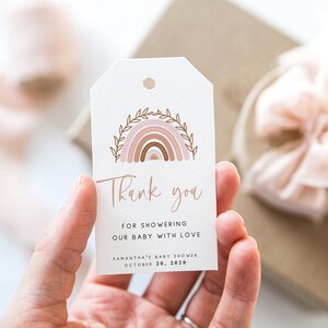 Rainbow Baby Shower Favor Tags, Rainbow Editable Favor Tags, Terracotta ...